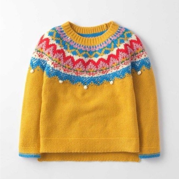 Mini Boden | Shirts & Tops | Mini Boden Girl Kids Fun Fair Isle Sweater ...